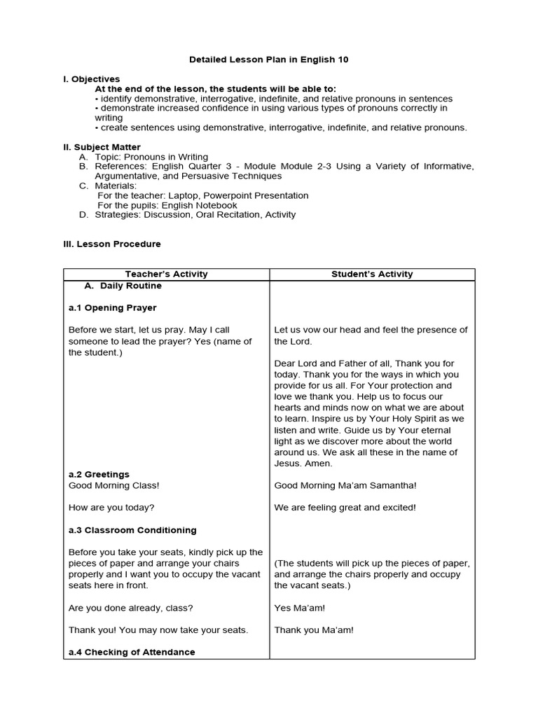 DLP - English 10 - Module2-3 - Samantha Placido (D-3) | PDF | Pronoun ...