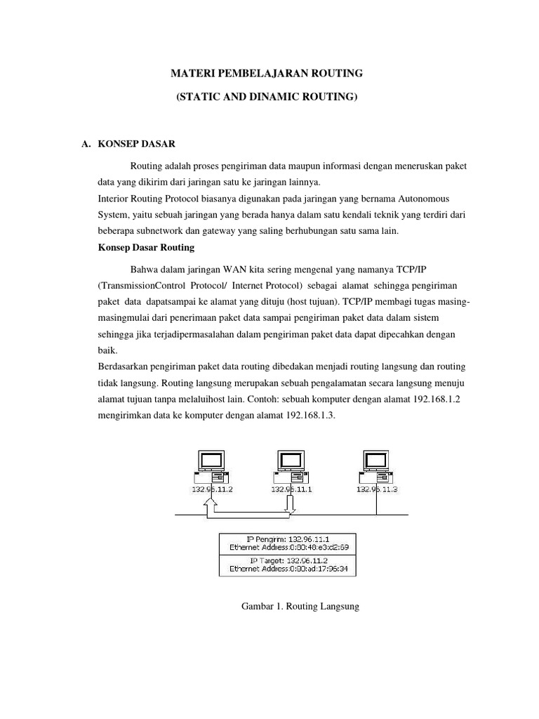 Bab 2 Materi Pembelajaran Routing (Static and Dinamic) | PDF