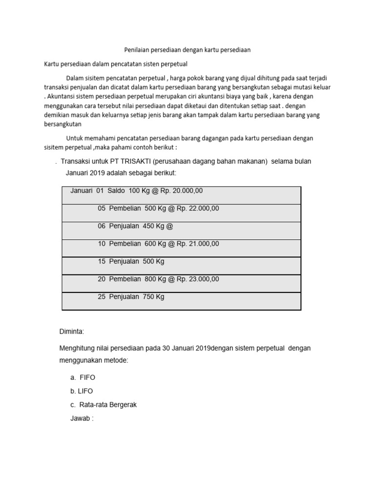 Kartu Persediaan Dengan Sistem Perpetual - Docx - 7497 | PDF
