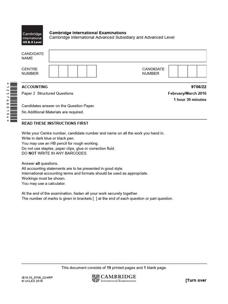 Accounting Past Exam Papers Analysis | PDF | Debits And Credits ...