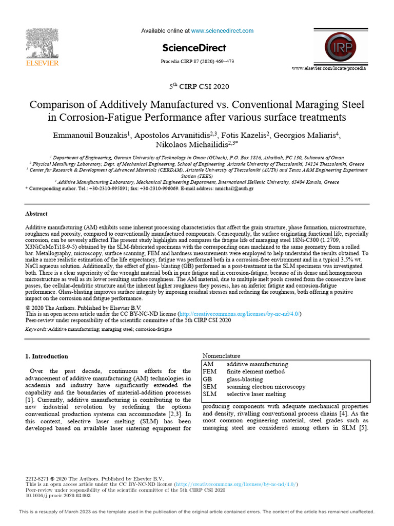 Comparison of Additively Manufactured Vs Conventional Maraging Steel in ...