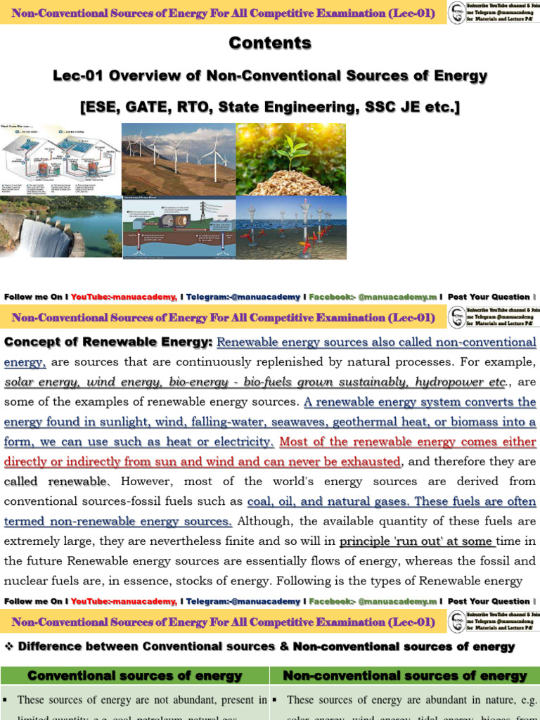 Lec-01 Overview of Non-Conventional Sources of Energy | PDF