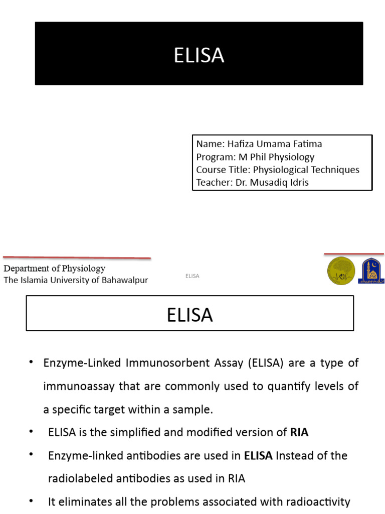 ELISA Techniques for Physiology Students | PDF