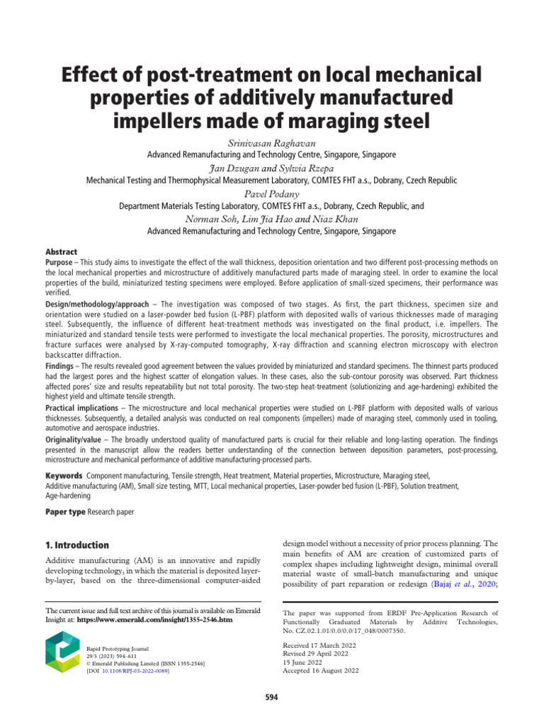 Effect of Post-Treatment On Local Mechanical Properties of Additively ...