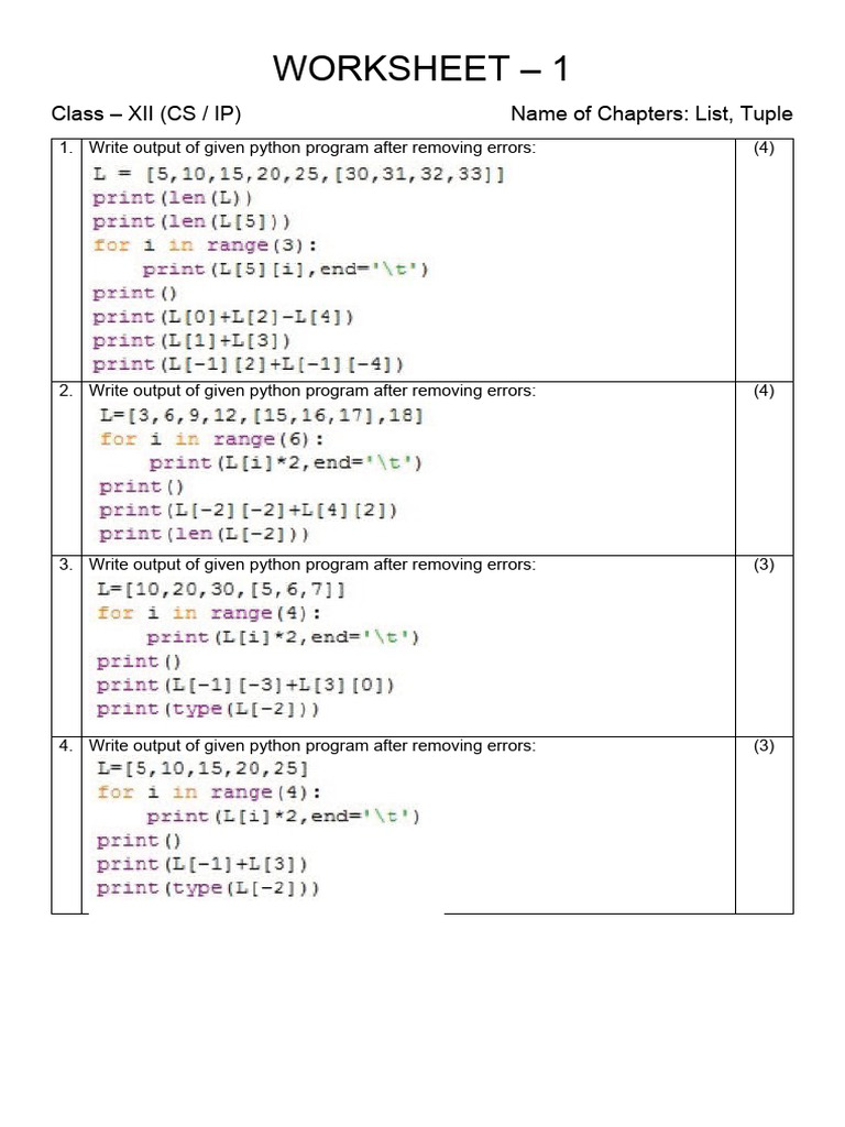Worksheet 1 Csip | PDF | Python (Programming Language) | Computer Science