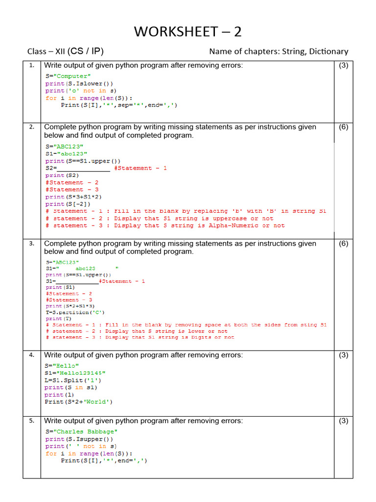 Worksheet 2 Csip | PDF | Python (Programming Language) | Systems Engineering