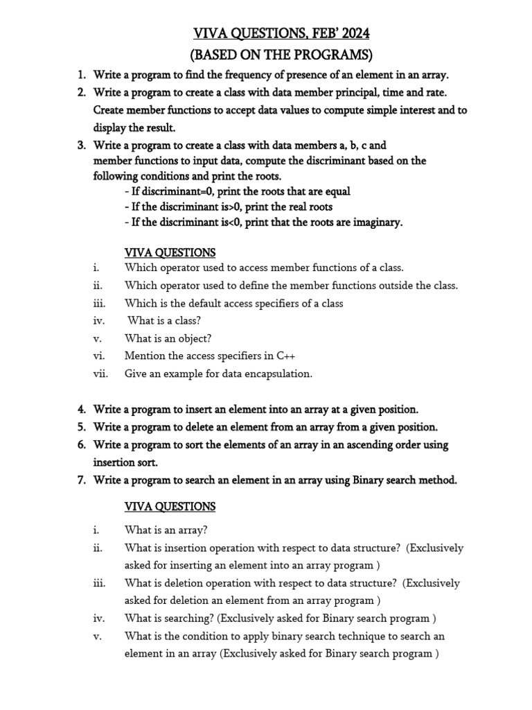 Comp SC - Viva & List of Programs-1 | PDF | Computing | Computer Programming