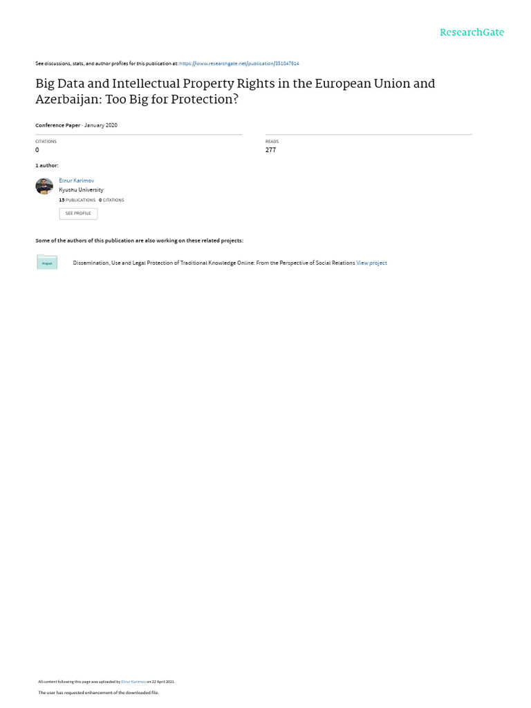 BigData and Intellectual Property Rights in The European Union and ...