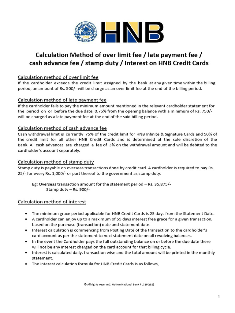 Calculation Method of Fees | PDF | Credit Card | Interest