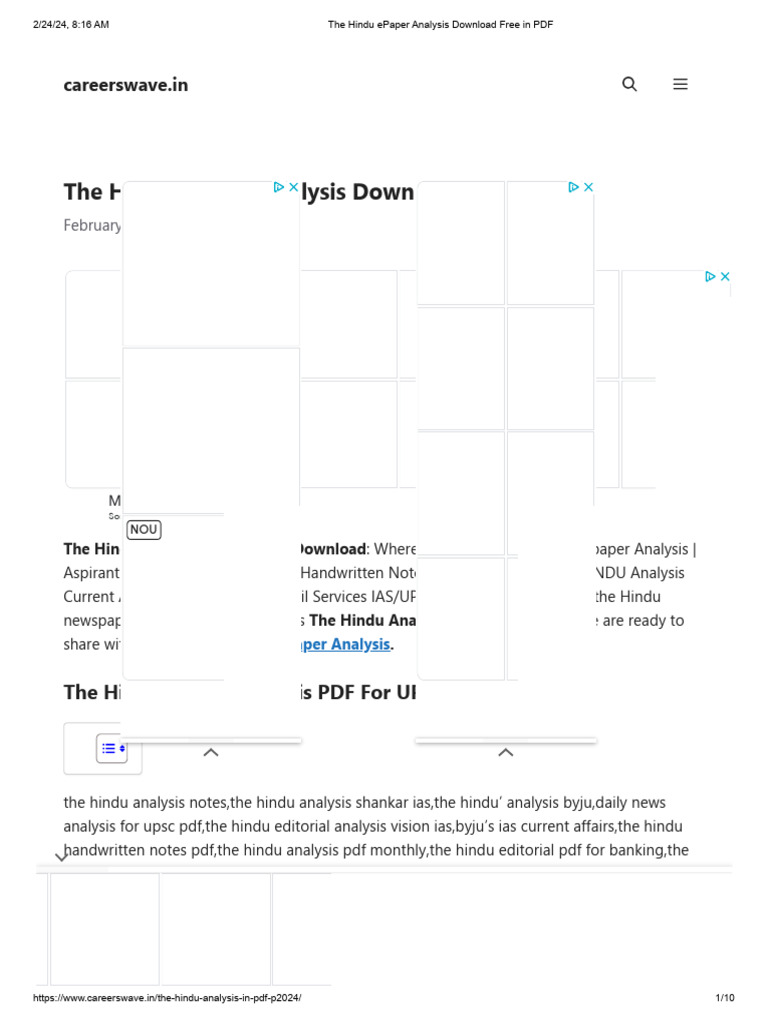 The Hindu Epaper Analysis Download Free in PDF | PDF | News | Journalism