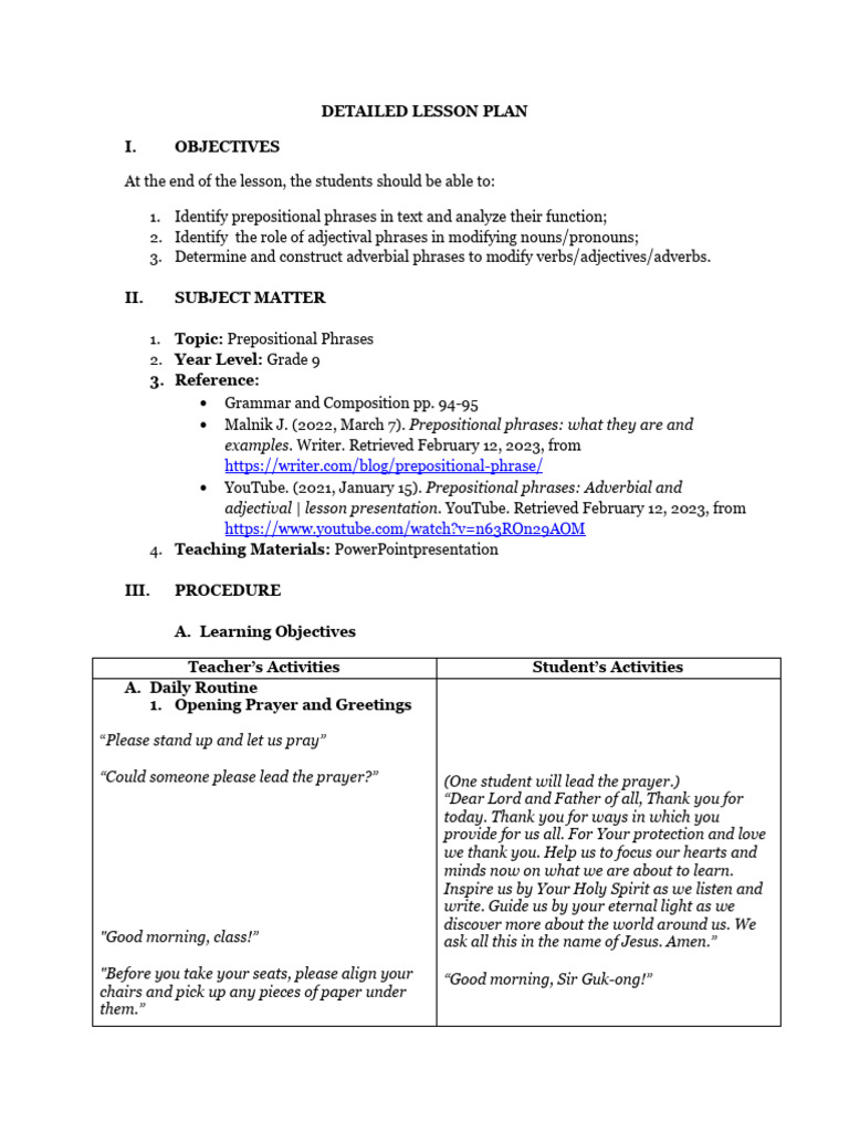 DETAILED LP Prepositional Phrase | PDF