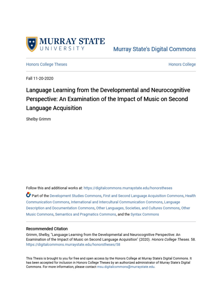 Language Learning From The Developmental and Neurocognitive Persp | PDF ...