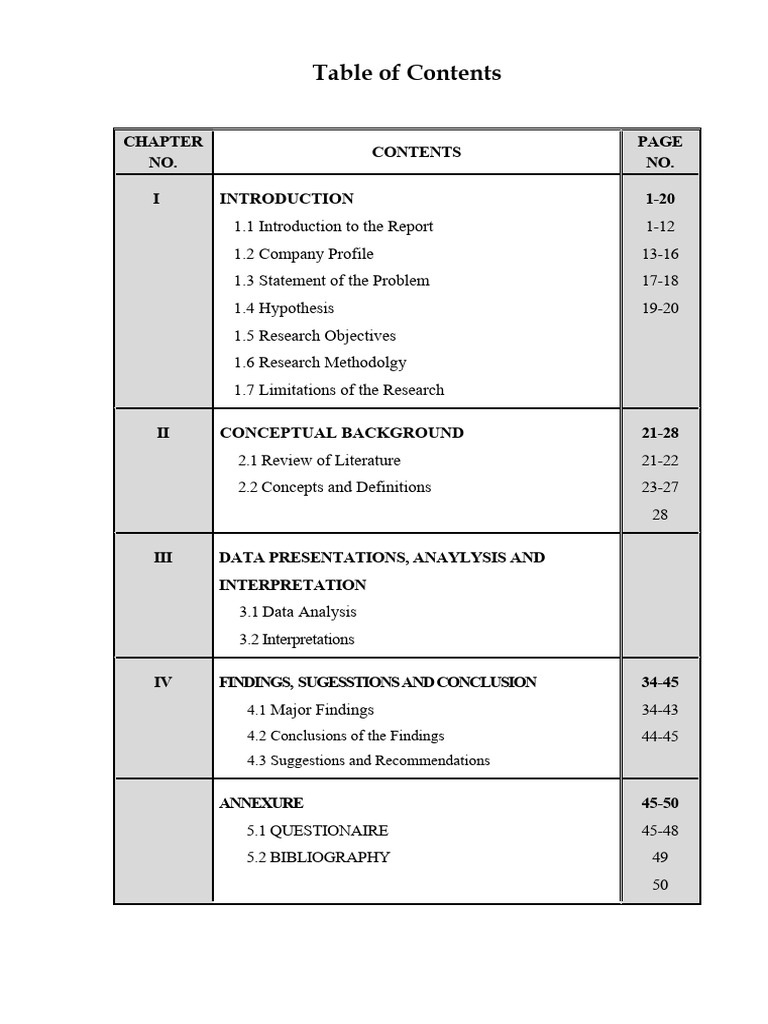 Table of Contents Project | PDF | Data Analysis | Scientific Method