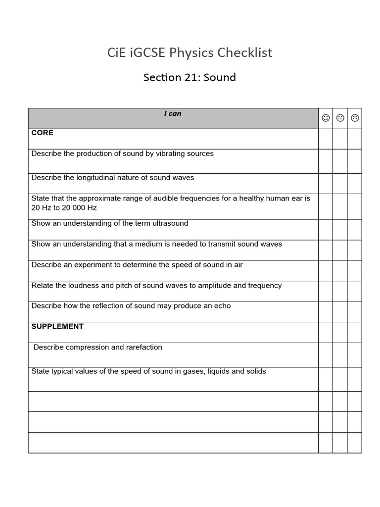 CiE IGCSE Physics Checklist Section 21 | PDF