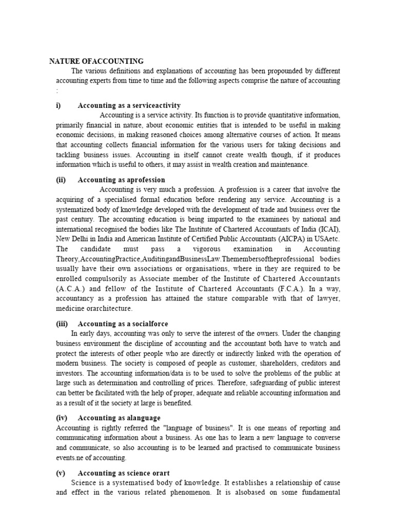Nature of Accounting | PDF | Accounting | Information