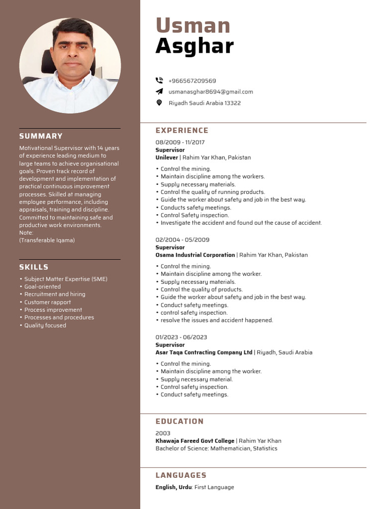 Usman Asghar CV | PDF | Business | Economies