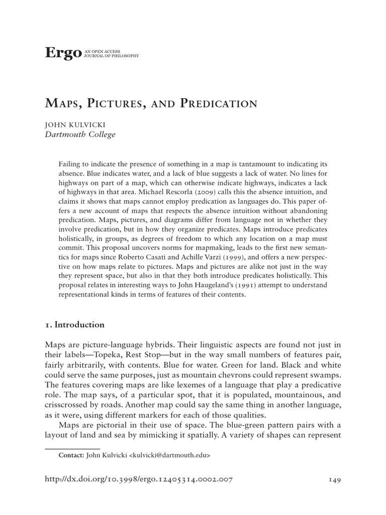 Kulvicki John Maps Pictures and Predication Ergo 2015 | PDF