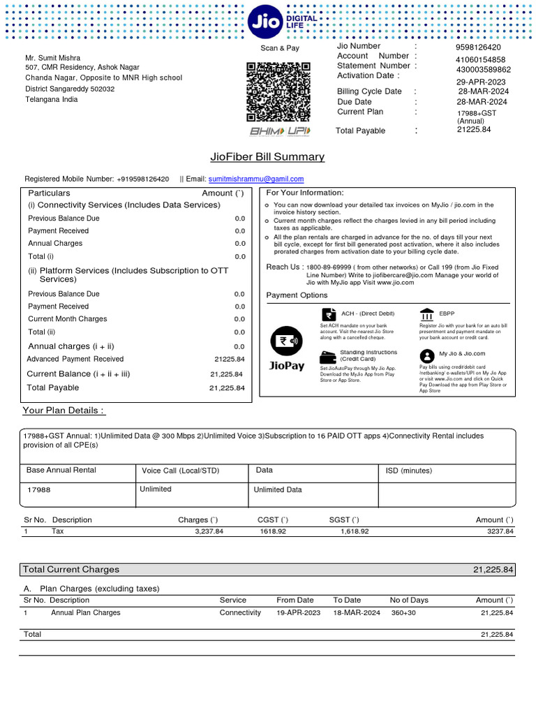Apr 23-24 Jio Invoice | Download Free PDF | Payments | Credit Card