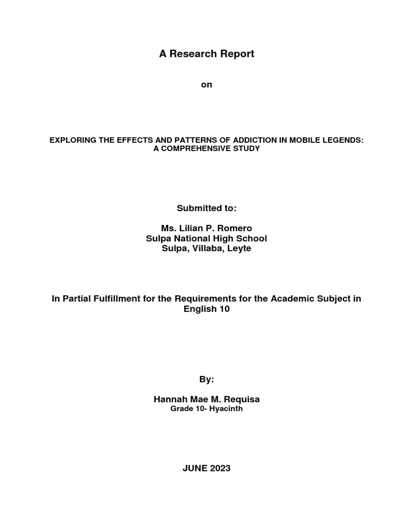 Research Paper On Exploring The Effects and Patterns of Addiction in ...