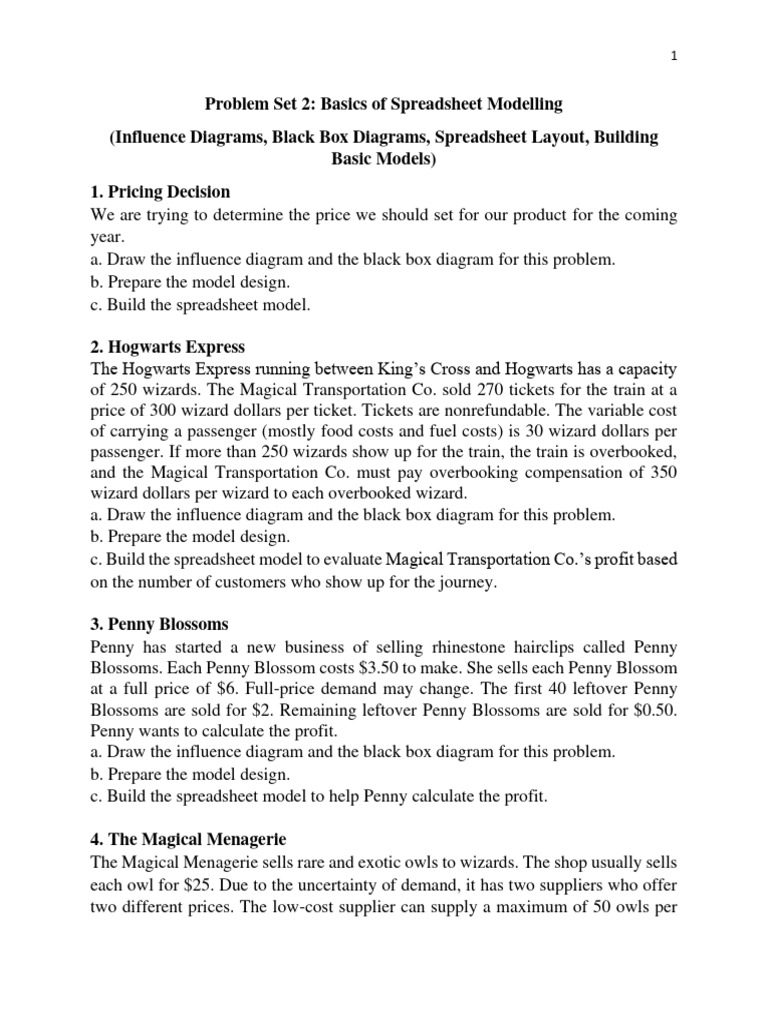 Problem Set 02 - Basics of Spreadsheet Modeling | PDF | Raisin | Business Economics