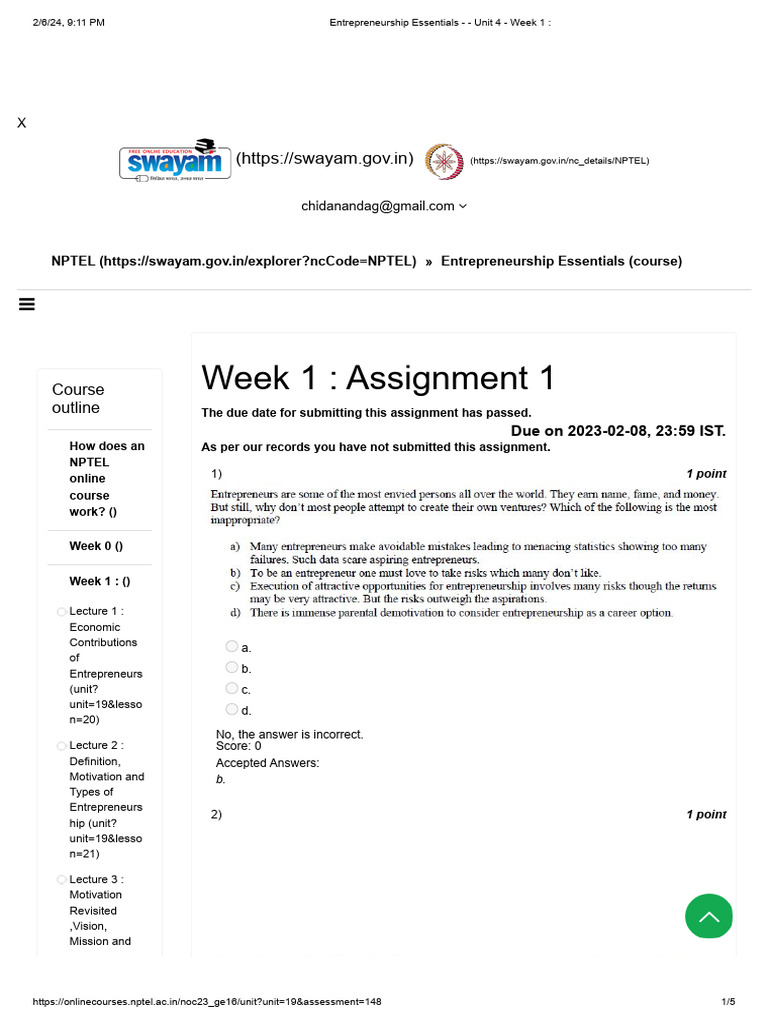 Entrepreneurship Essentials Course Overview | PDF