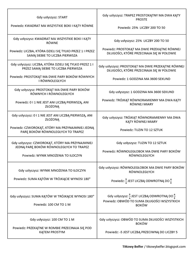 Test Na Czujność - Matematyka | PDF