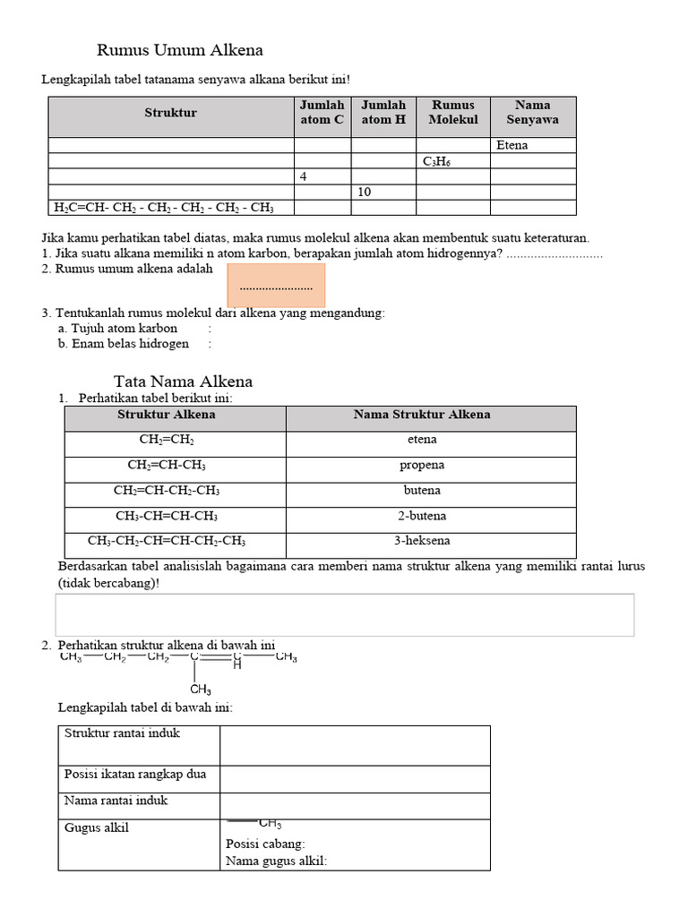 Rumus Umum Alkena Dan Alkuna | PDF