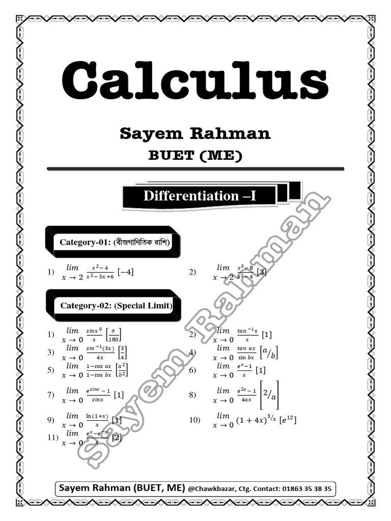 Calculus Limits and Integration Problems | PDF | Mathematical Analysis ...
