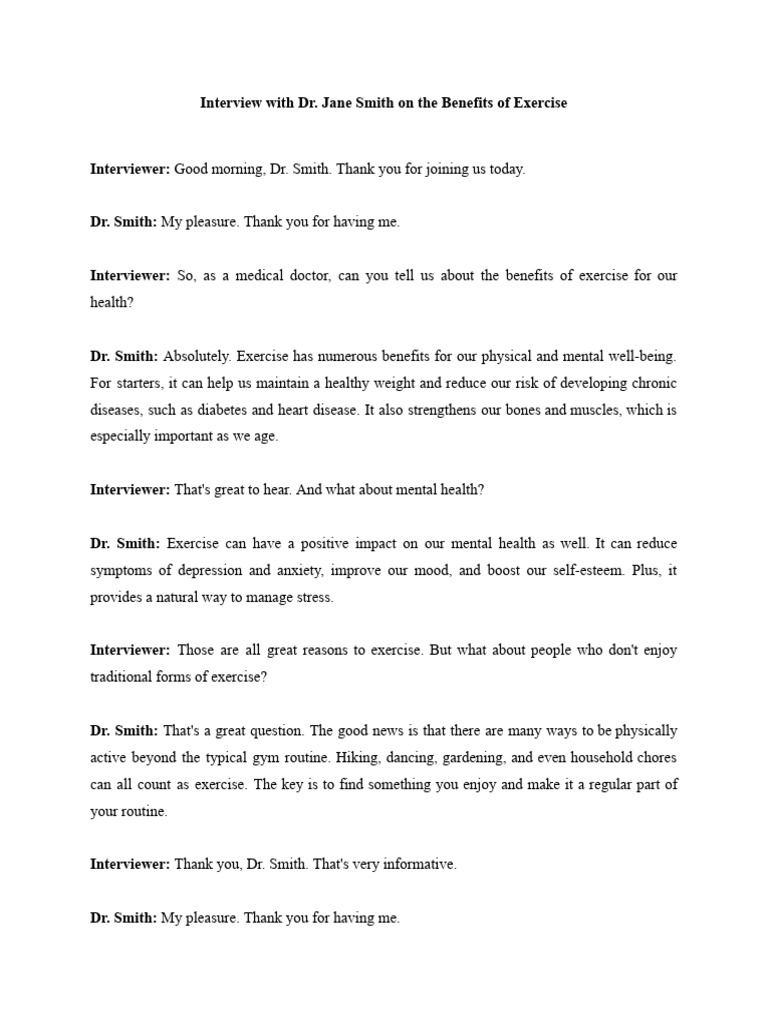 Dr. Jane Smith on Exercise Benefits | PDF