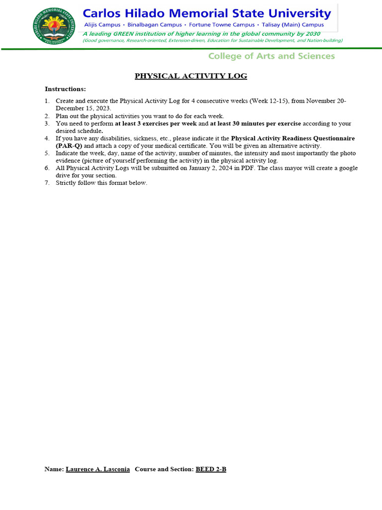 Physical Log - Laurence | PDF