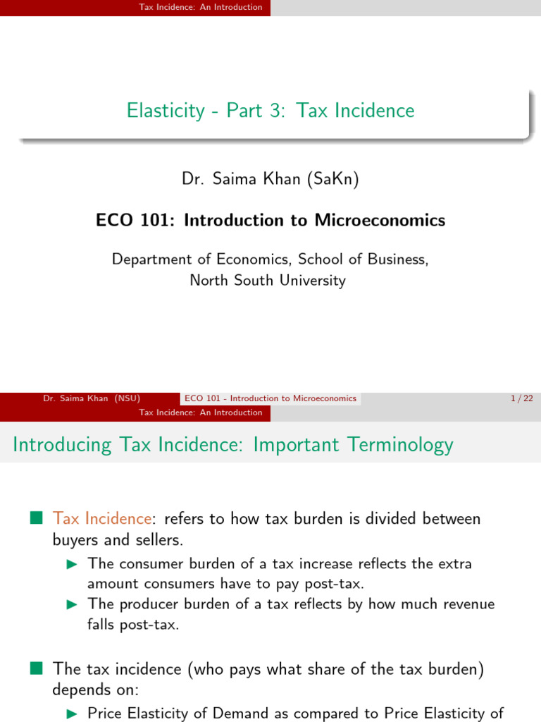 Tax Incidence and Elasticity Explained | PDF | Tax Incidence ...