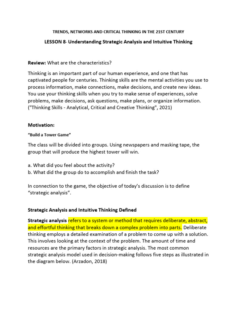 Strategic Analysis and Intuitive Thinking | Download Free PDF | Thought ...