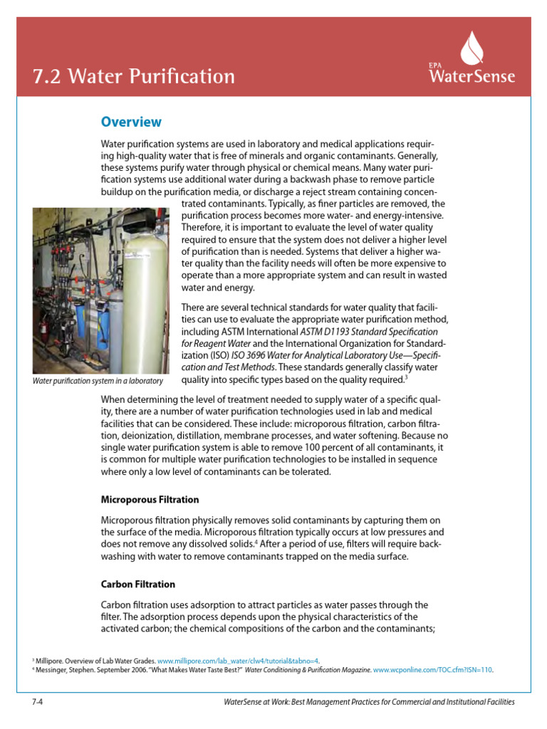 Ws-Commercial-Watersense-At-Work Section 7.2 Water Purification | PDF ...