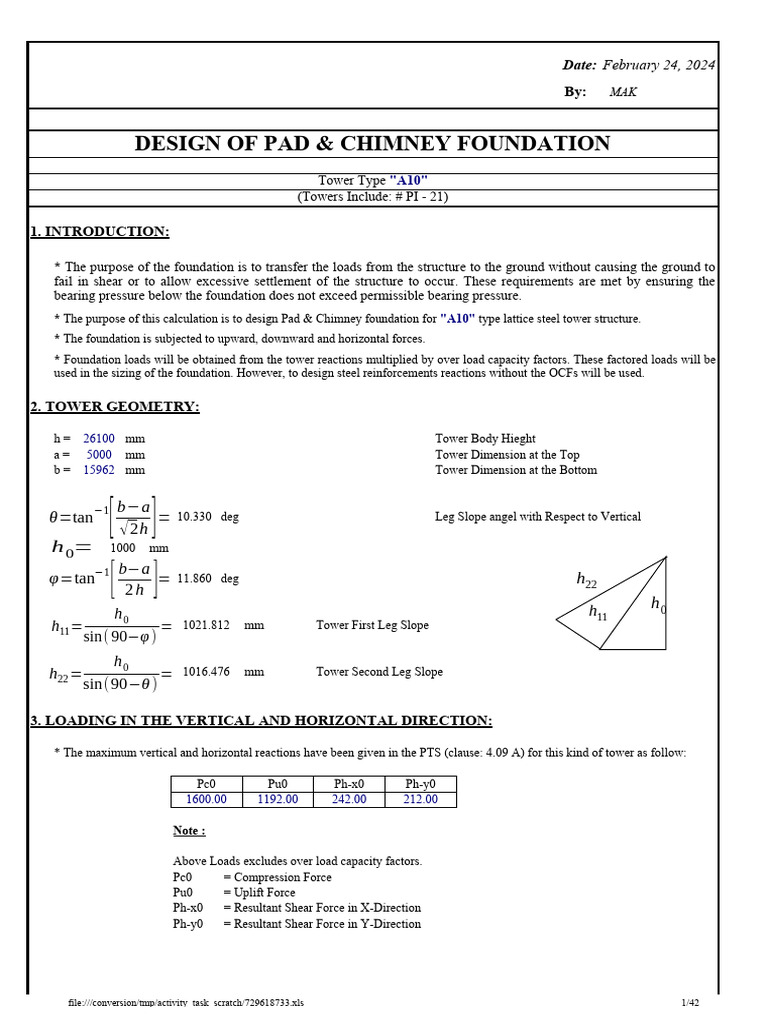 Design-Pad-Chimney-Foundation-1 For Tower SUTET | Download Free PDF | Foundation (Engineering ...