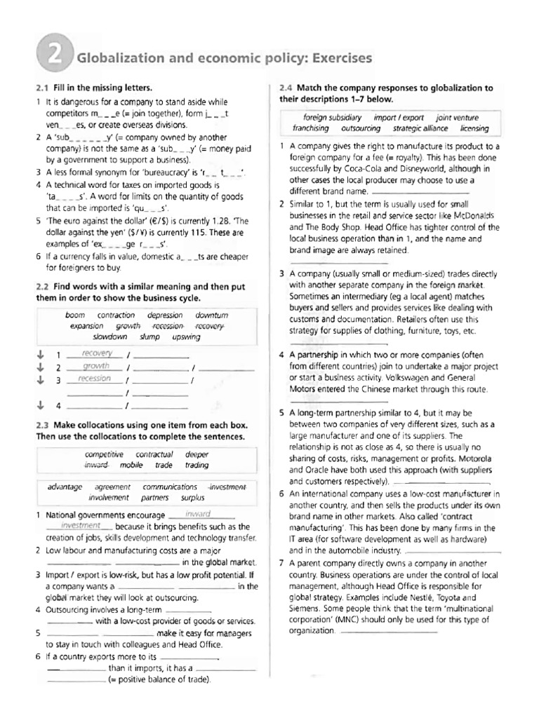 Globalization Exercise | PDF
