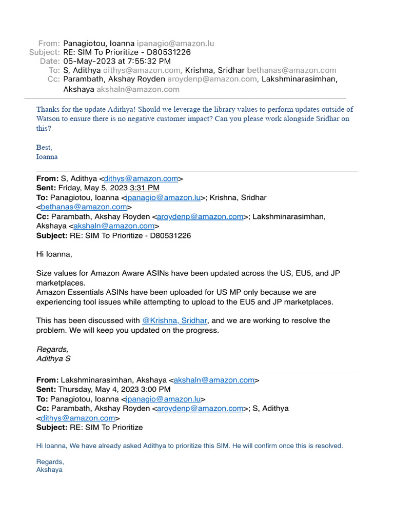 RE SIM To Prioritize - D80531226 | PDF