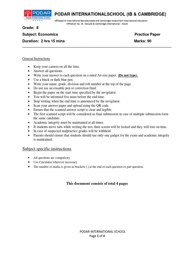 Grade 8 Practise Paper | PDF | Economics | Cuba