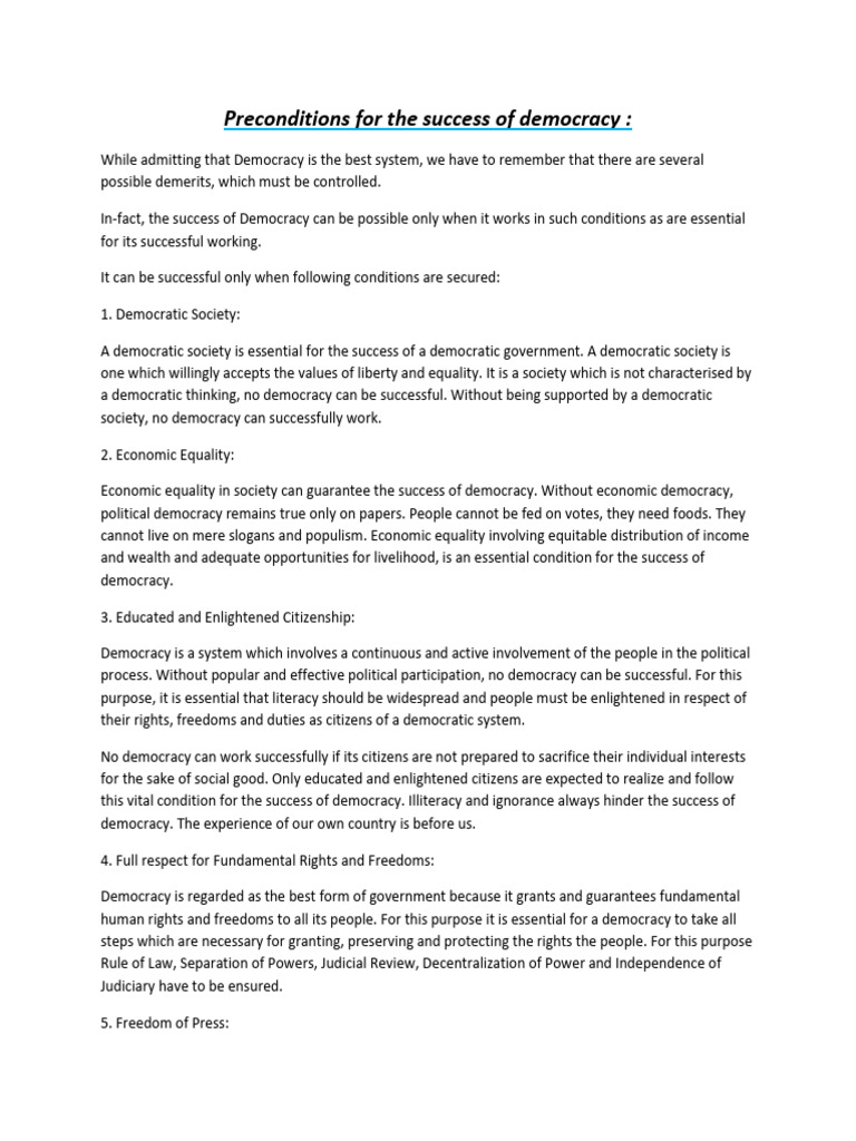 Democracy. Preconditions | PDF