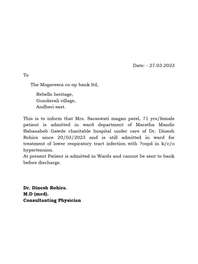 Patient Admission Update: Mrs. Patel | PDF