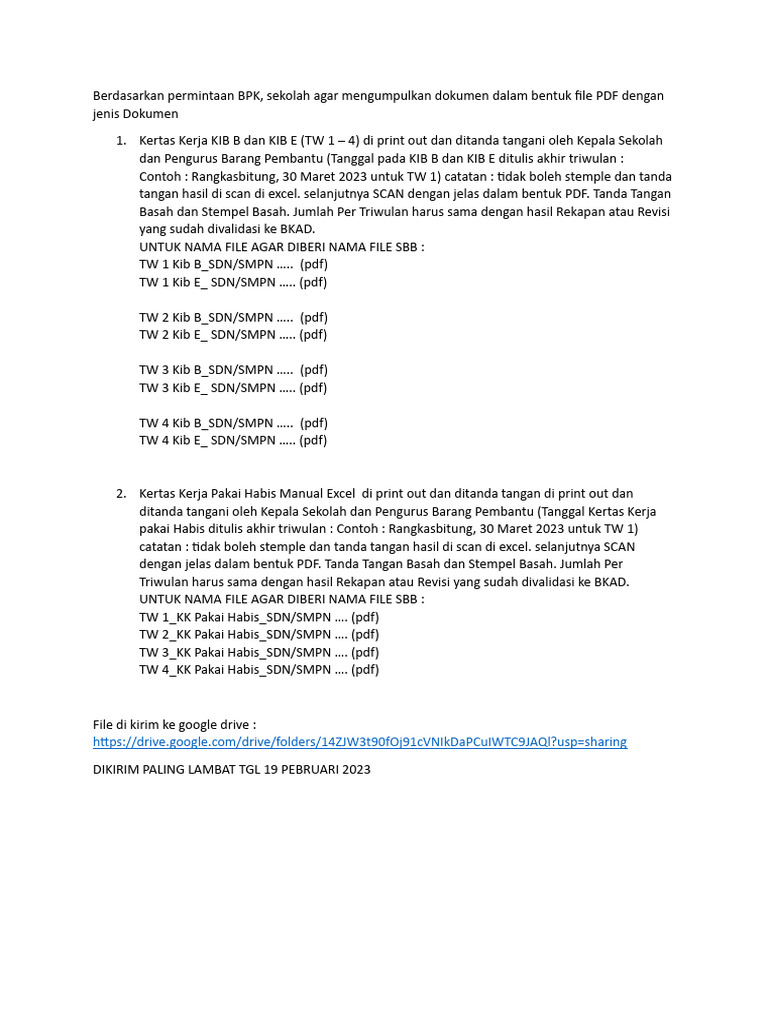 Permintaan BPK - KIB DAN PERSEDIAAN | PDF