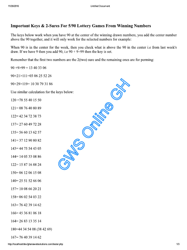 5-90 Lotto Keys and 2sures | PDF