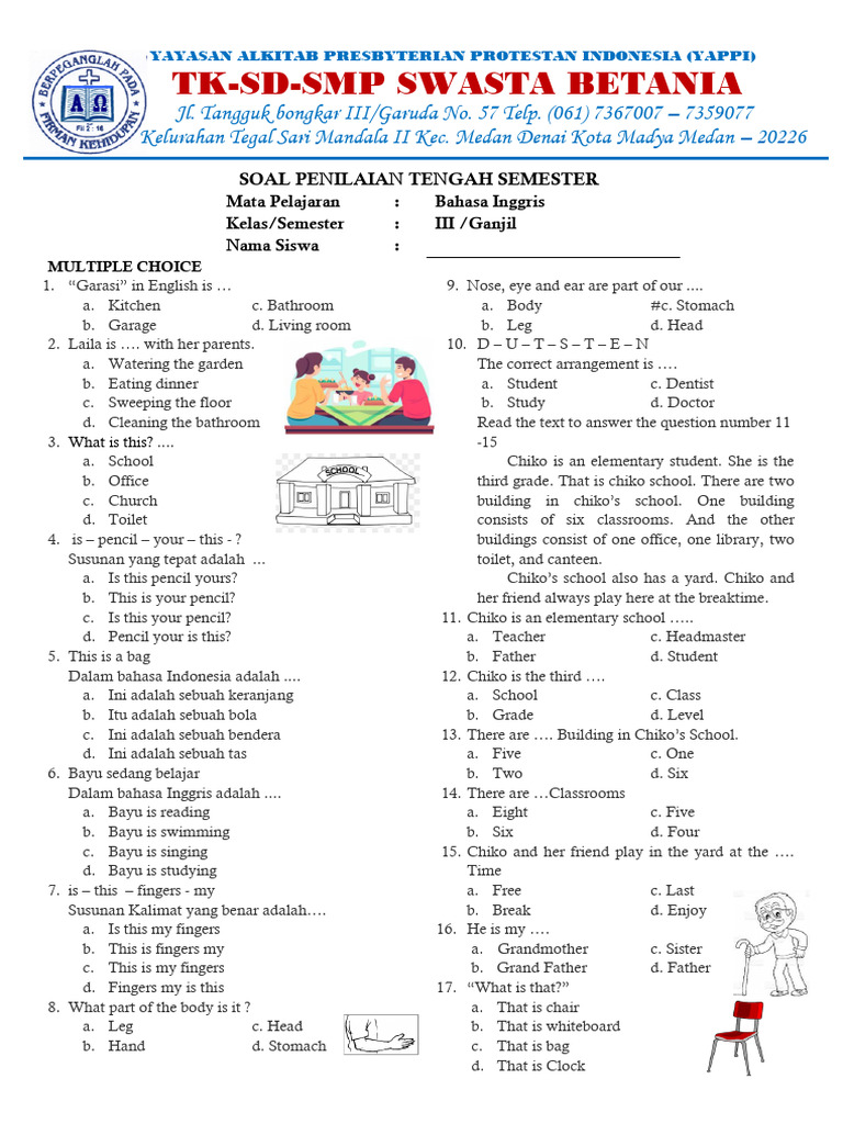 English Midterm Exam for Grade 3 | PDF