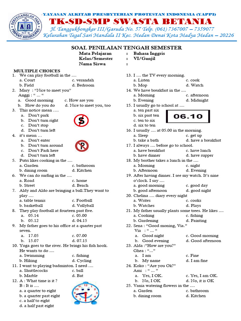 Bahasa Inggris Kelas VI | PDF