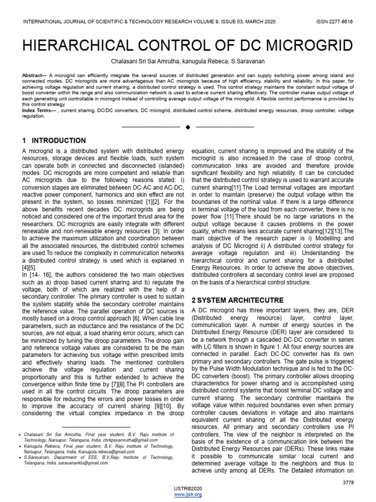 Hierarchical Control of DC Microgrid | PDF | Distributed Generation | Direct Current