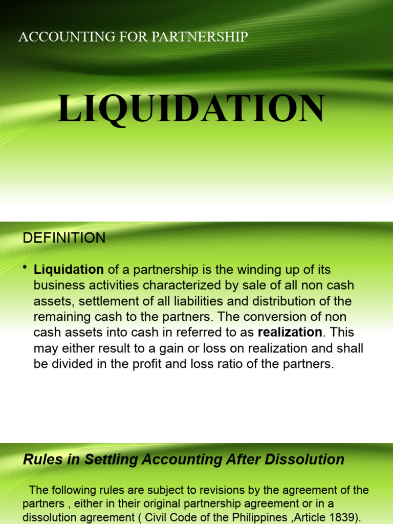 Liquidation Parcor | PDF | Partnership | Balance Sheet
