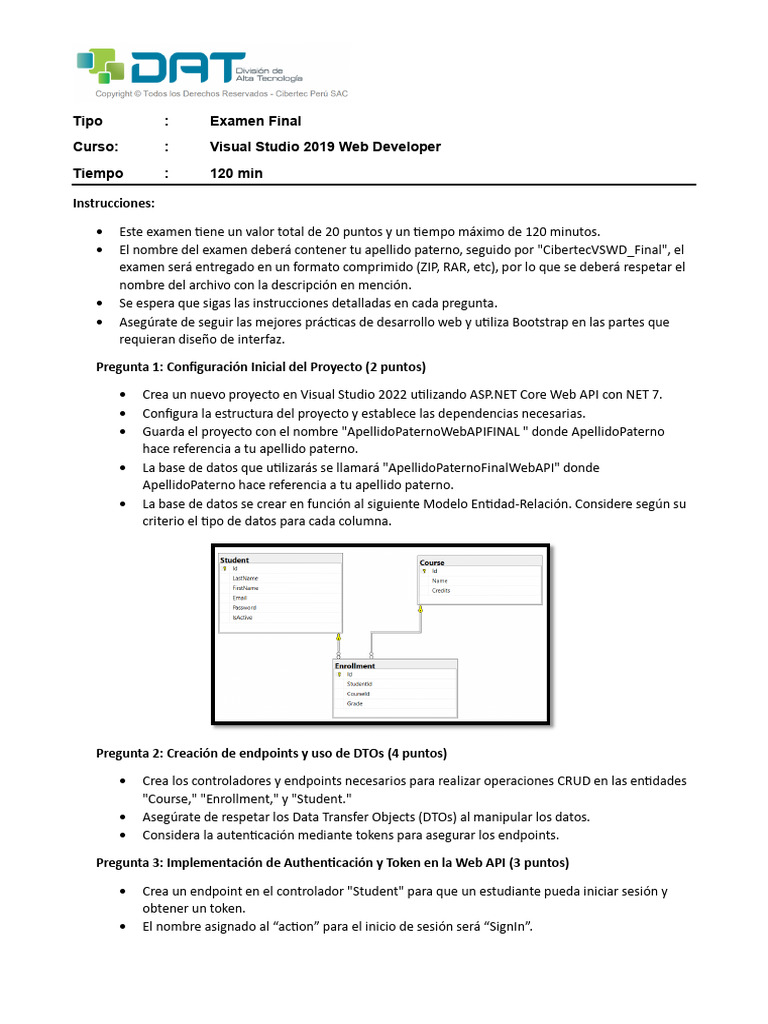 Examen Final Visual Studio 2019 Web Developer | PDF | J Query | Modelo ...