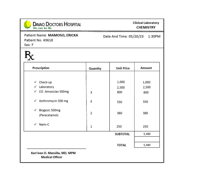 Doctor Receipt With Amount | PDF