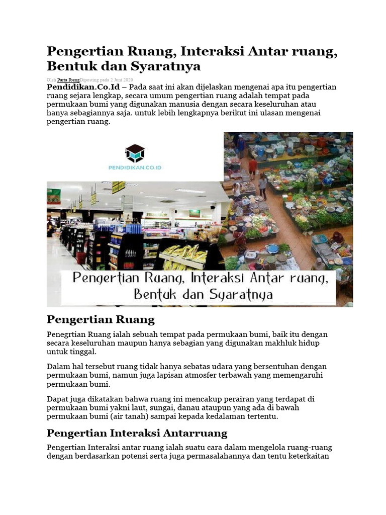 Pengertian Ruang Dan Interaksi Antar Ruang | PDF