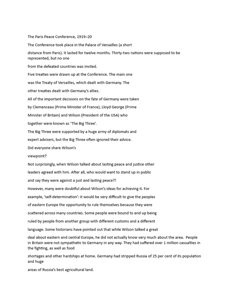 The Paris Peace Conference | PDF