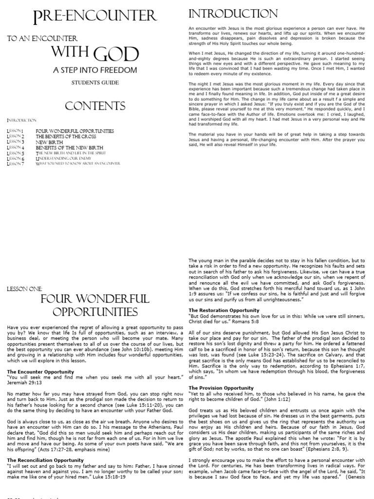 Pre-Encounter NEW Materials | PDF | Sanctification | Born Again